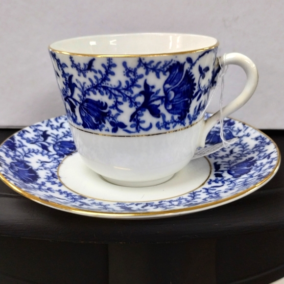 Kitchen | Cup Saucer Cobalt Blue White Fine China | Poshmark